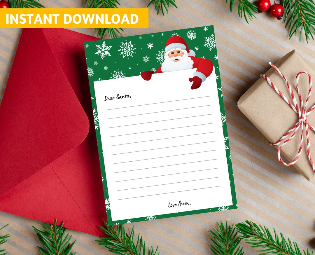Printable Santa Letter for Kids, Christmas Wish List (PDF File) - Etsy