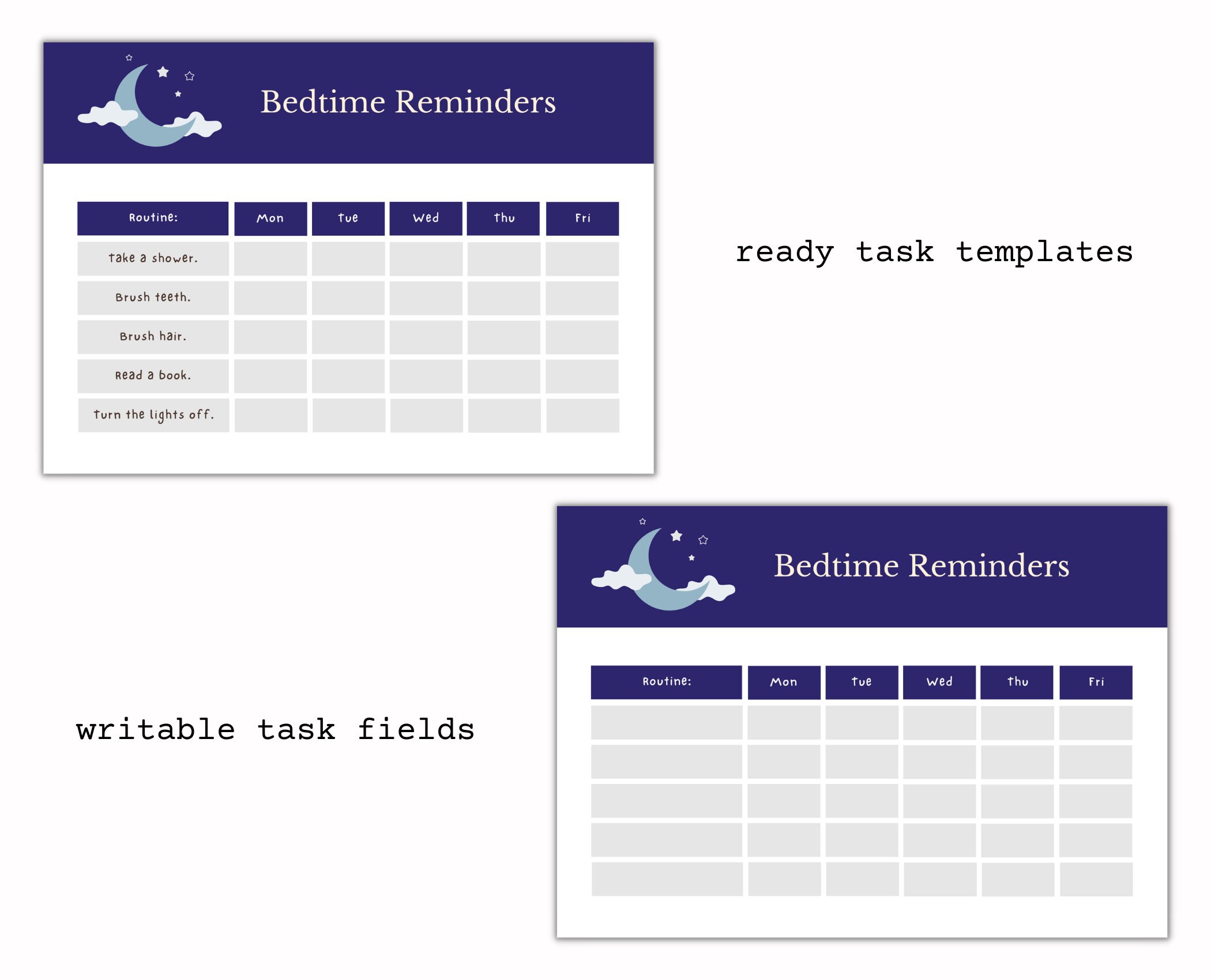 Printable Bedtime Routine Chart, Daily Reward Chart - Etsy
