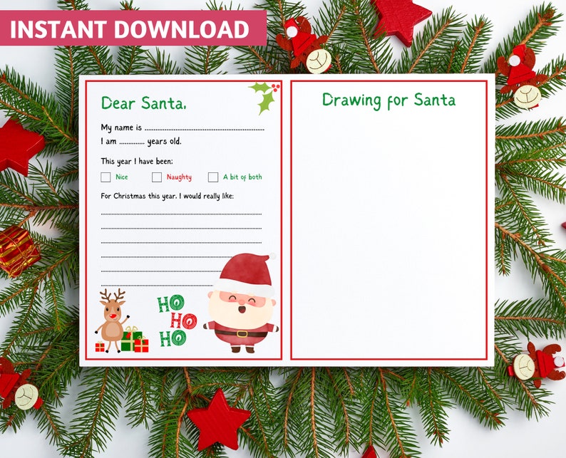 Printable Santa Letter, Dear Santa Wishlist, Christmas Wishlist - Etsy