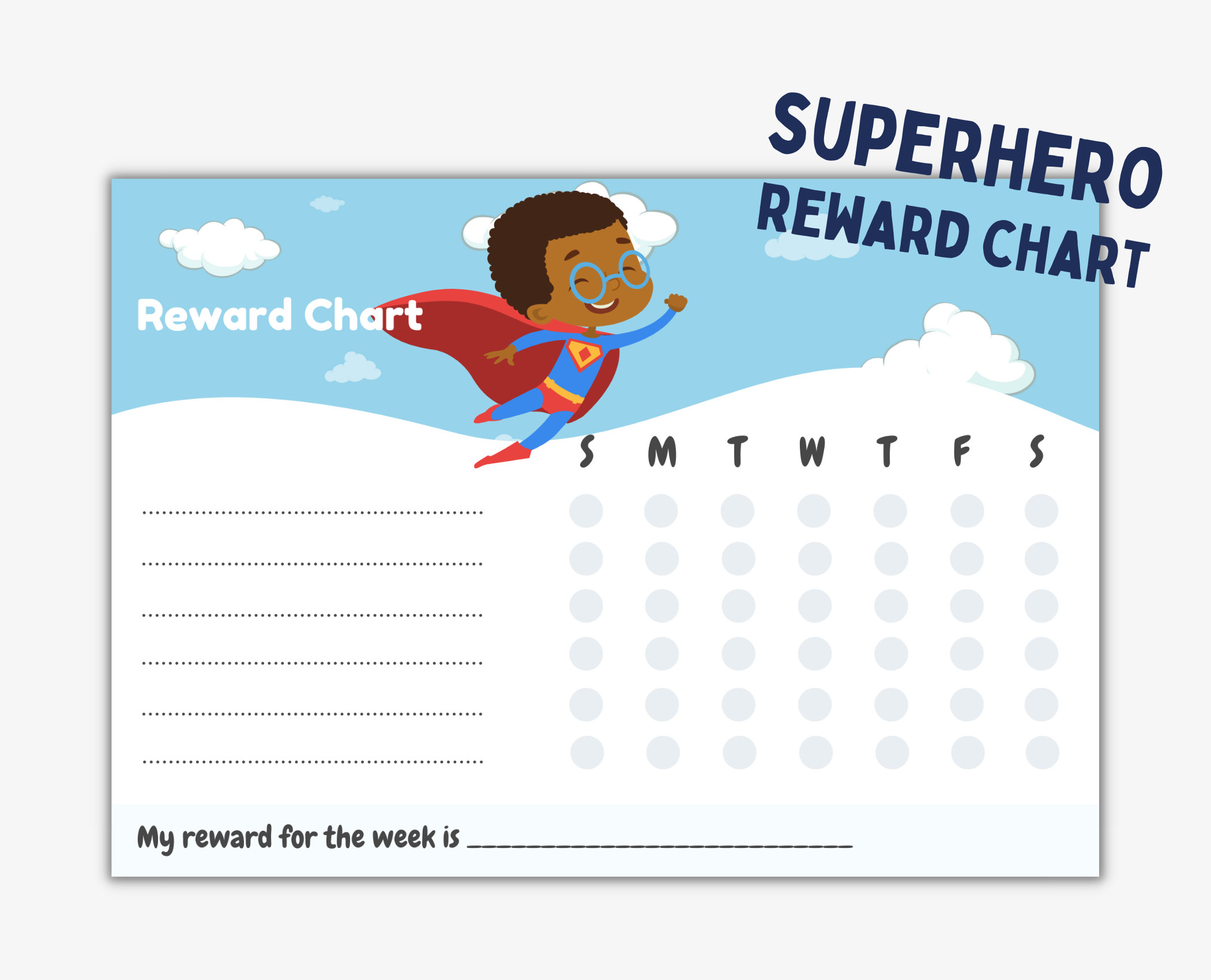 Printable Superhero Boy Weekly Reward Chart Bundle, Chore Chart ...
