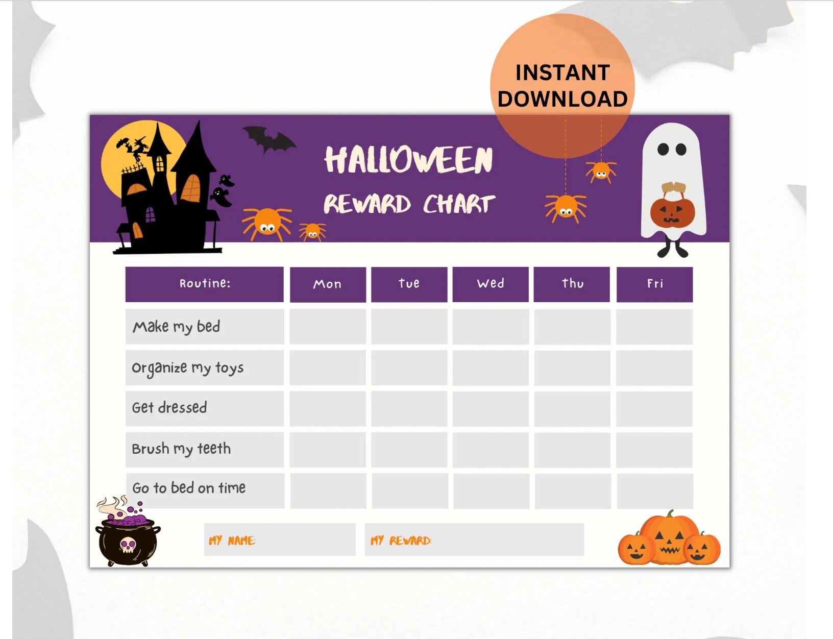 Printable Halloween Reward Chart - Etsy