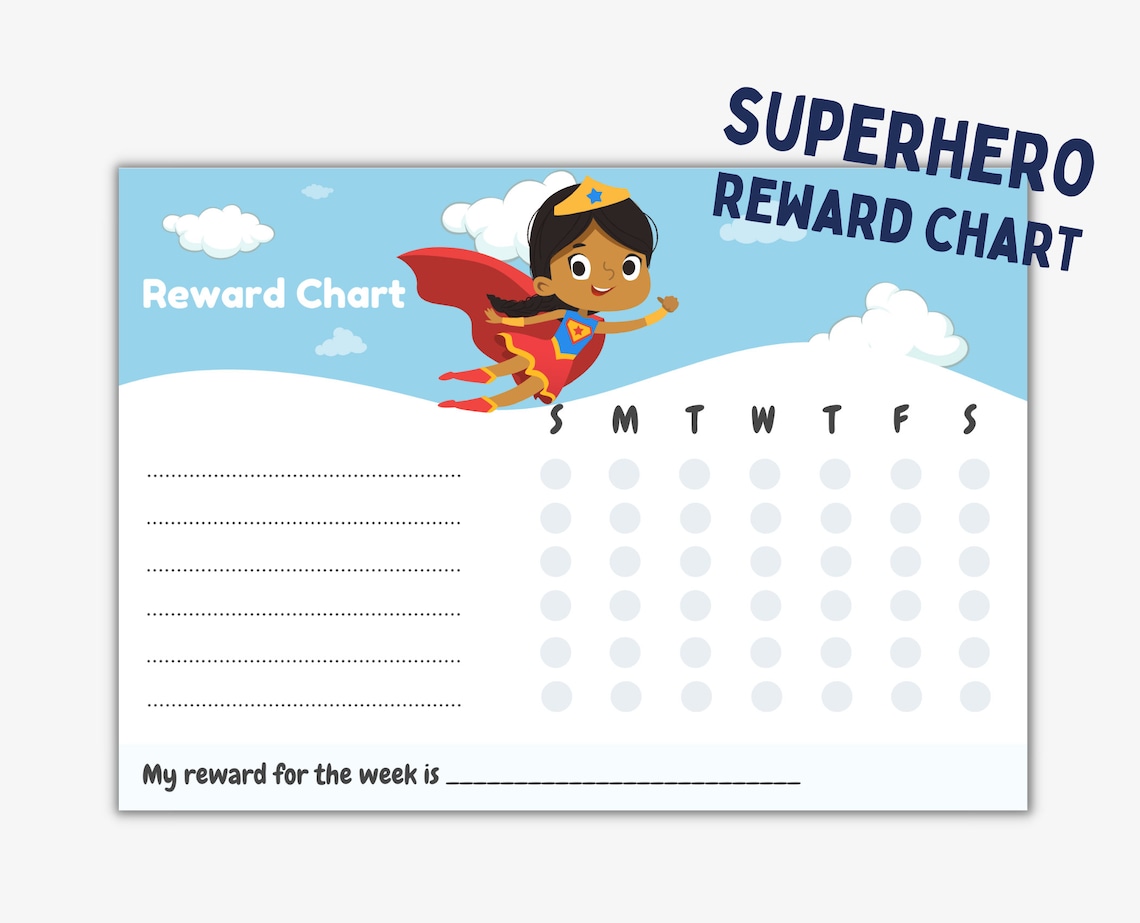 Printable Superhero Girl Reward Chart, Daily Routine for Kids - Etsy