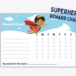 Printable Superhero Girl Reward Chart, Daily Routine for Kids - Etsy