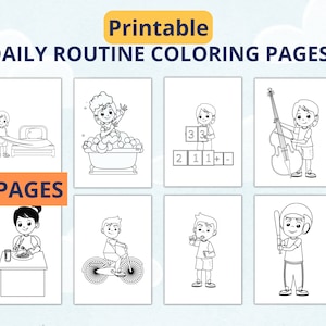 Printable Daily Routine Coloring Pages, Kids Chore Activities - Etsy