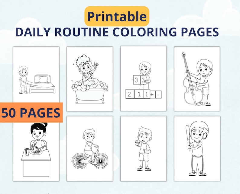 Printable Daily Routine Coloring Pages, Kids Chore Activities - Etsy