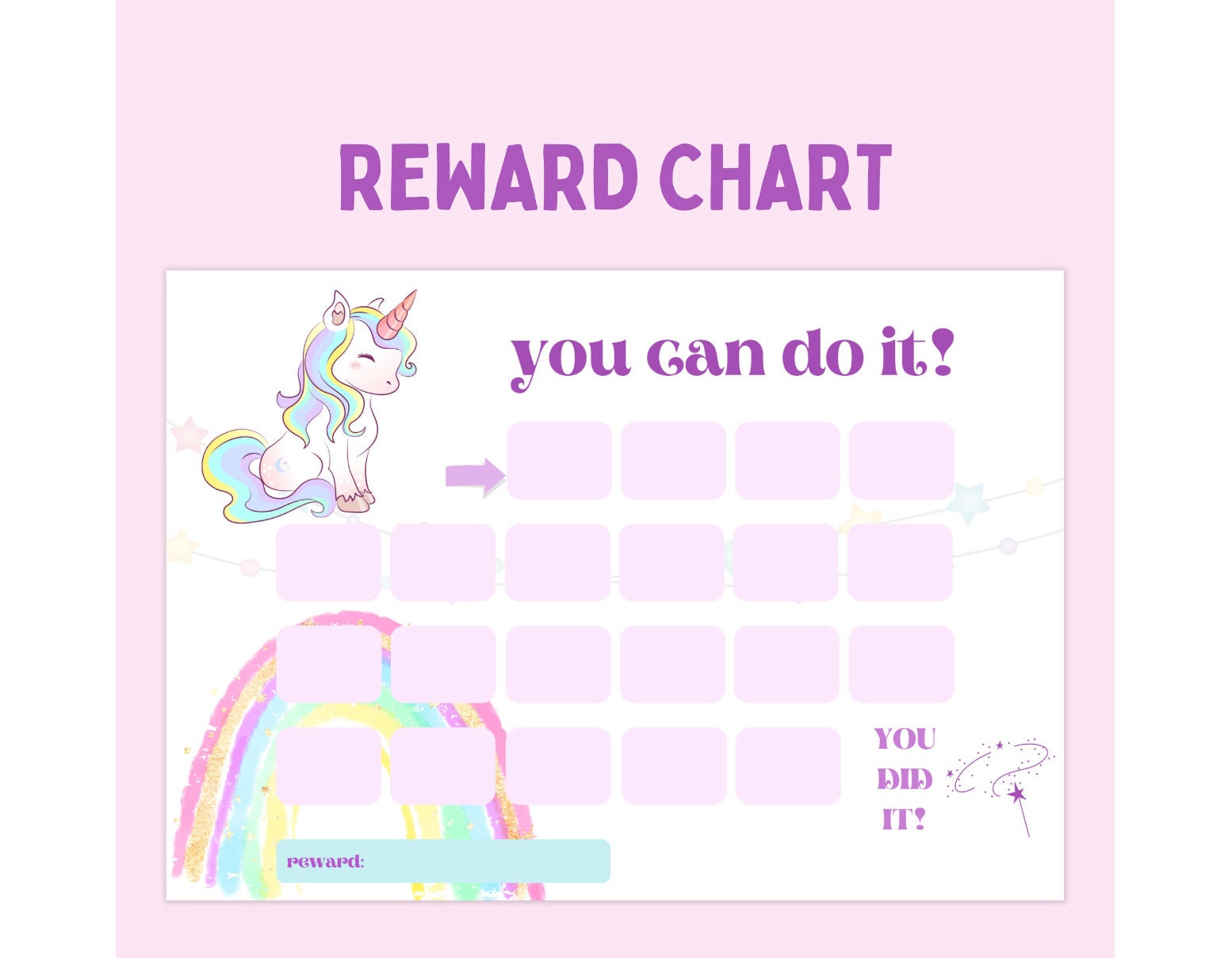 Unicorn Reward Chart Printable Reward Checklist Daily - Etsy