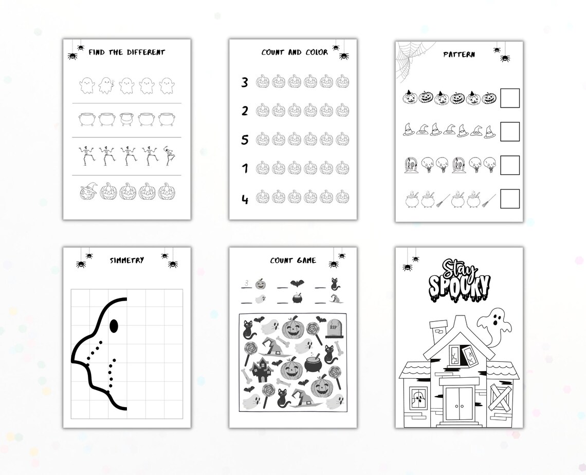 Printable Halloween Activity Pages, Halloween Activity Pack - Etsy