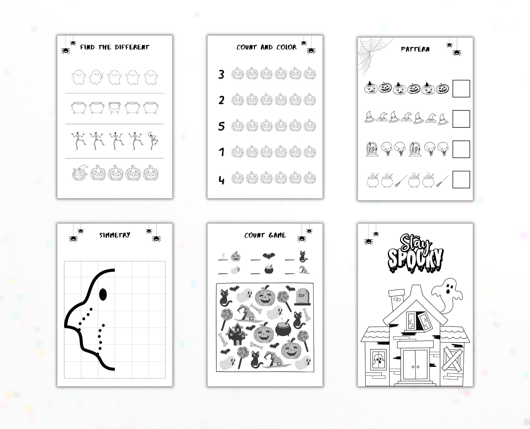 Printable Halloween Activity Pages, Halloween Activity Pack - Etsy