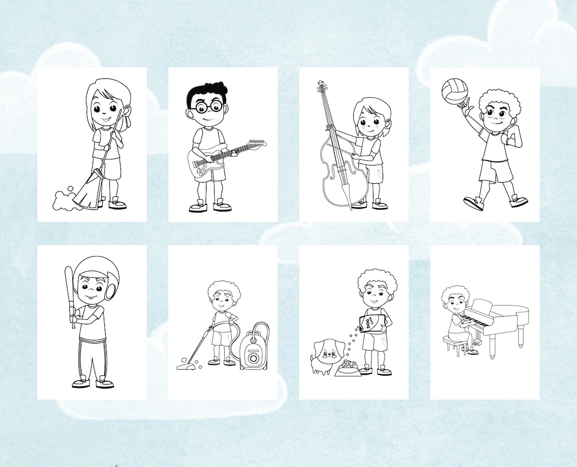 Printable Daily Routine Coloring Pages, Kids Chore Activities - Etsy