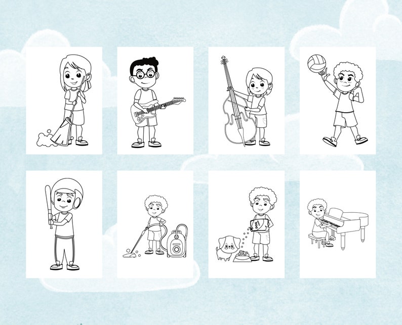 Printable Daily Routine Coloring Pages, Kids Chore Activities - Etsy