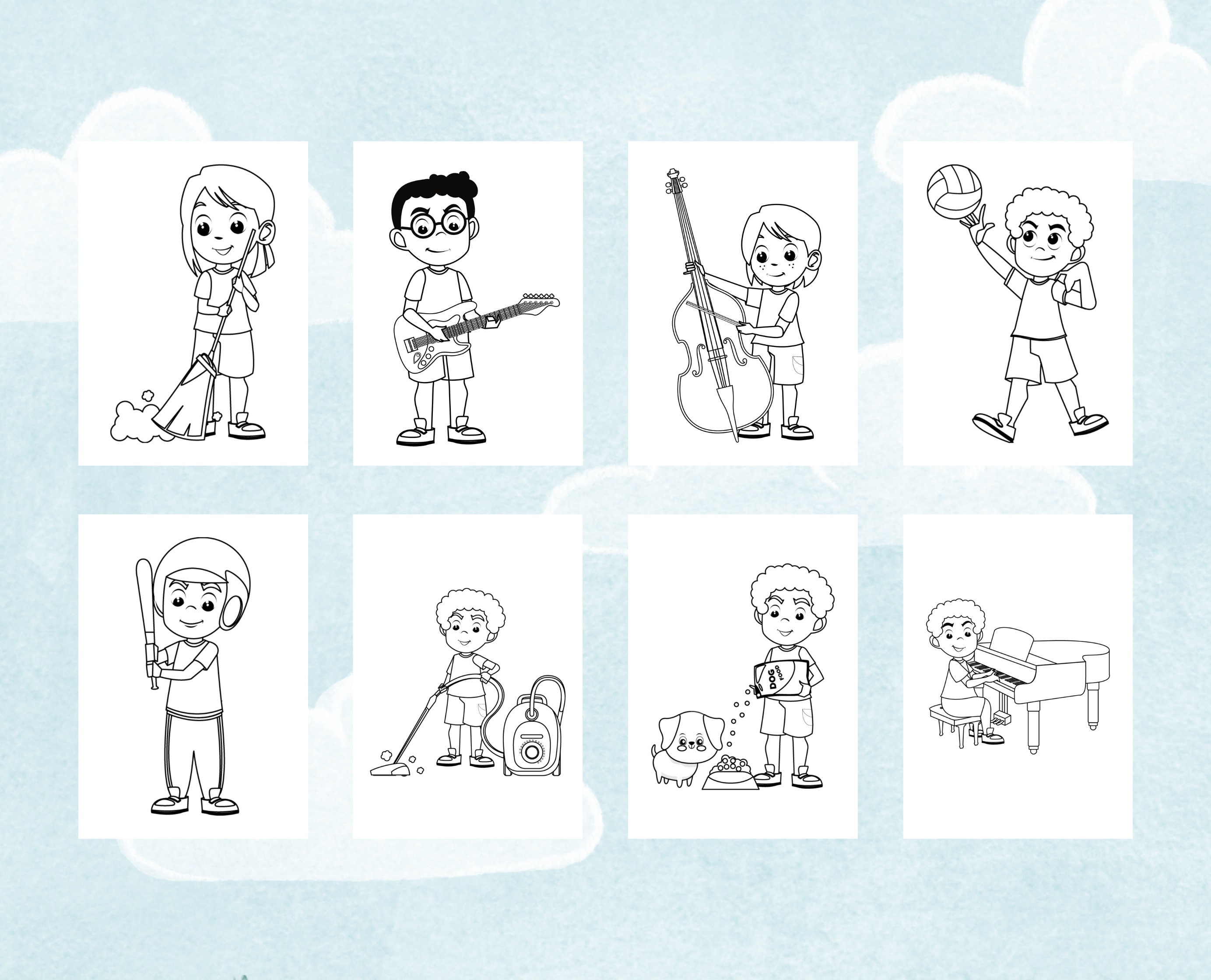 Printable Daily Routine Coloring Pages, Kids Chore Activities - Etsy