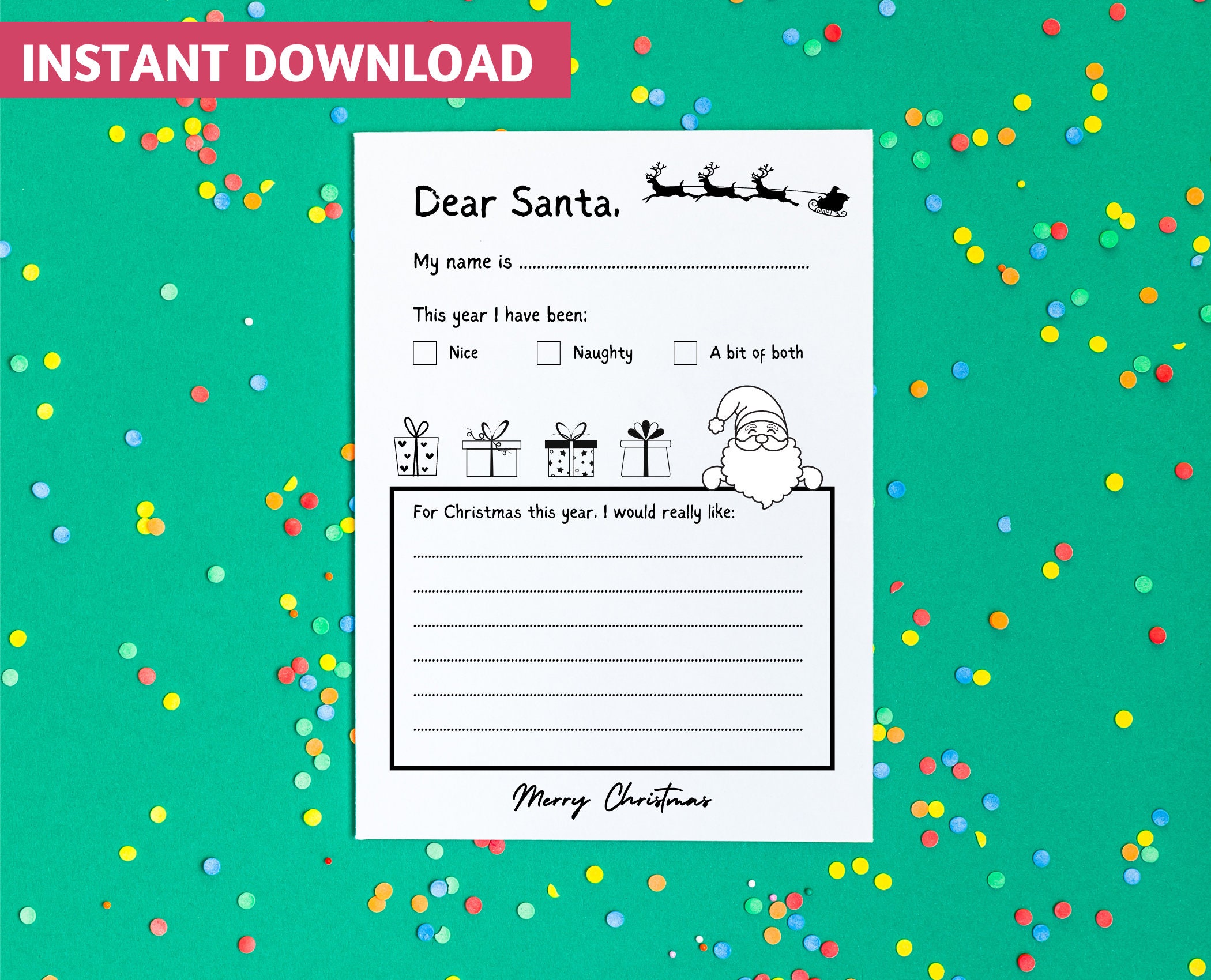 Printable Santa Letter for Kids, Dear Santa Letter - Etsy