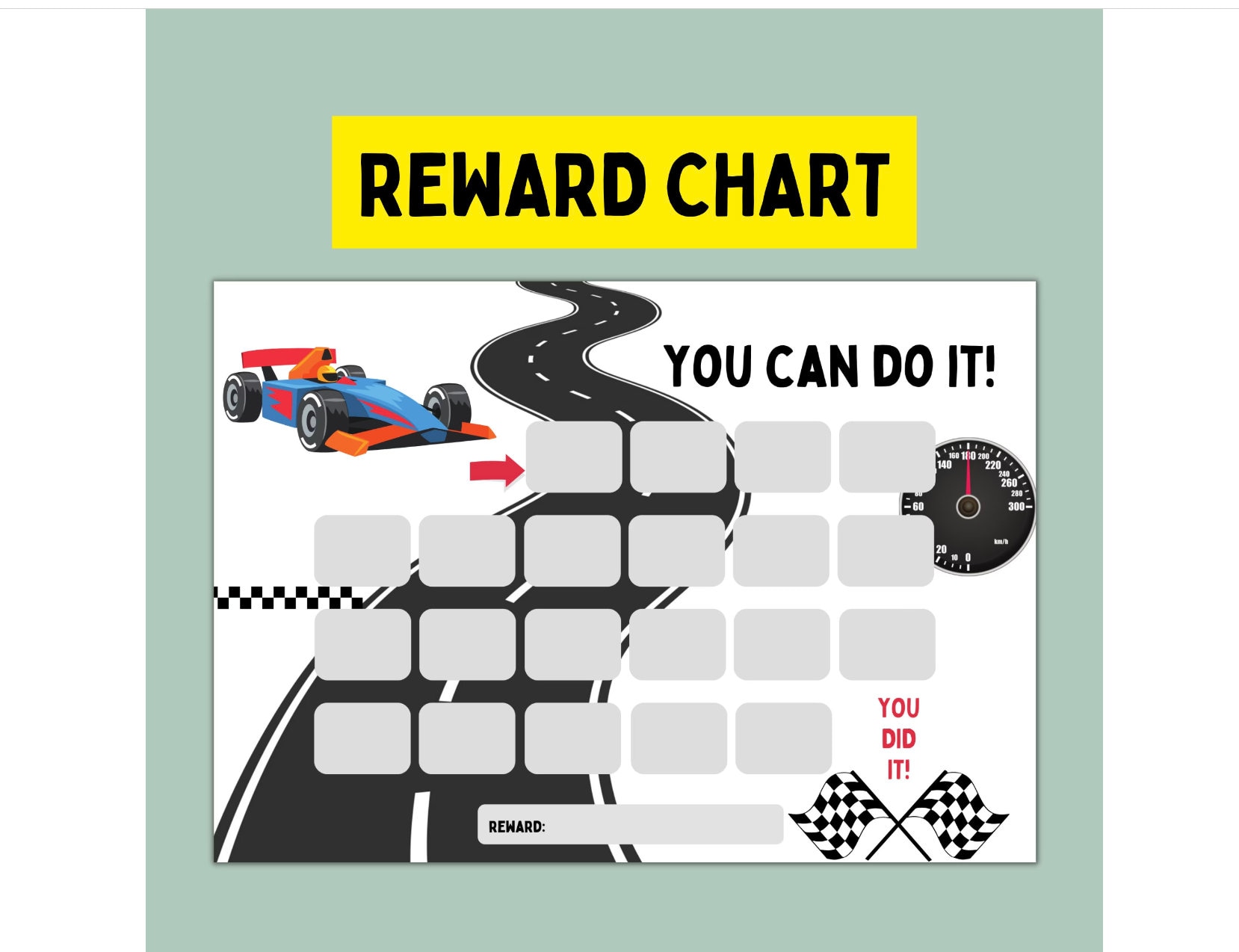 Car Race Printable Reward Checklist, Daily Routine for Kids, Planner ...