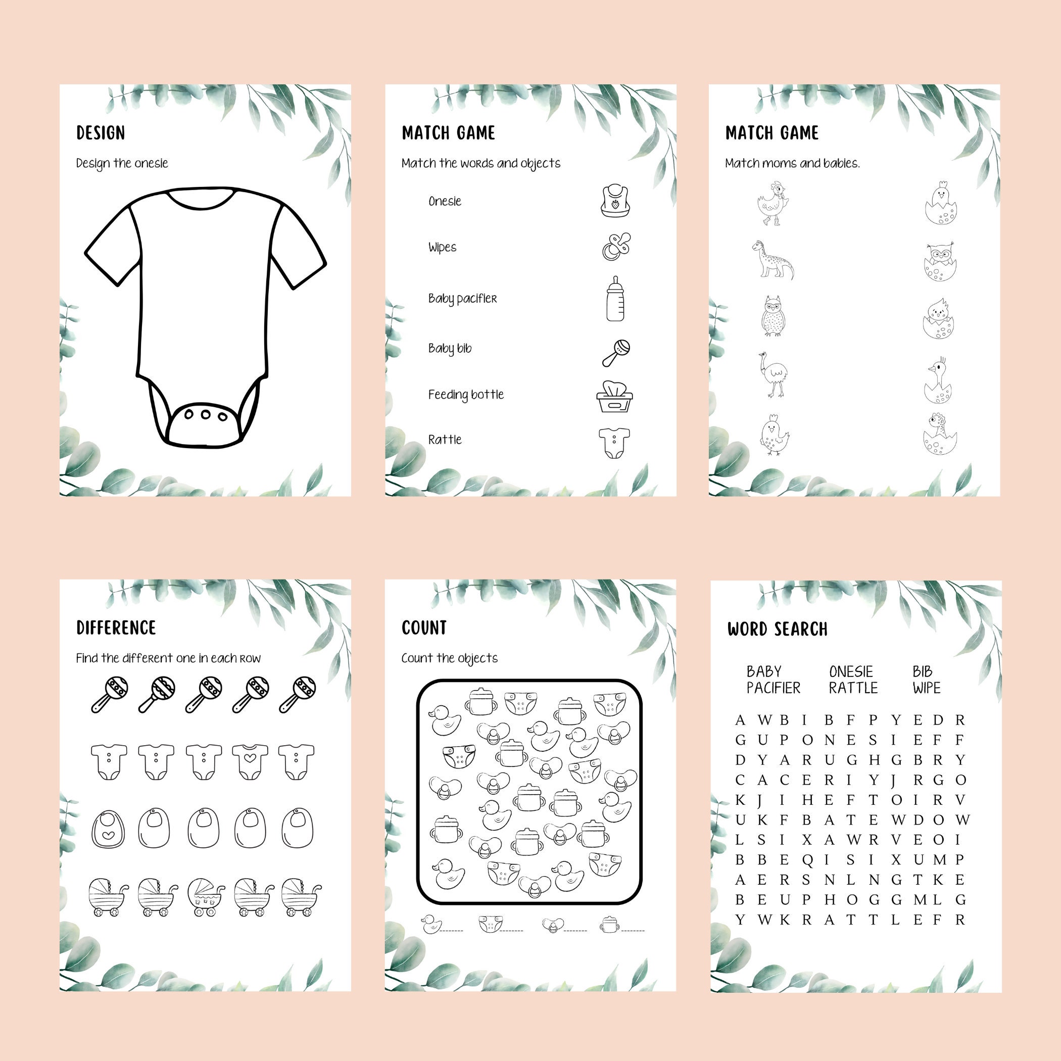 Printable Baby Shower Activity Book, Colorful Baby Shower, Activity ...