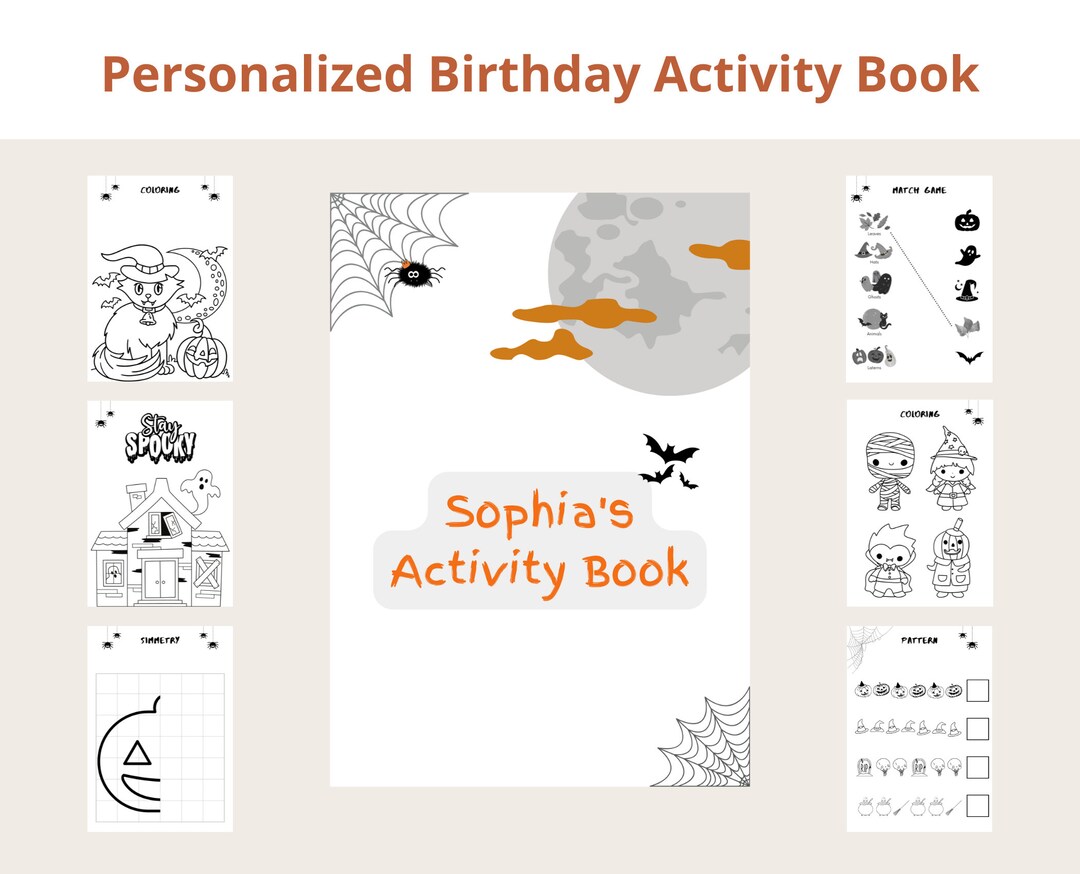 Printable Personalized Halloween Activity Book, 15 Games Activity ...