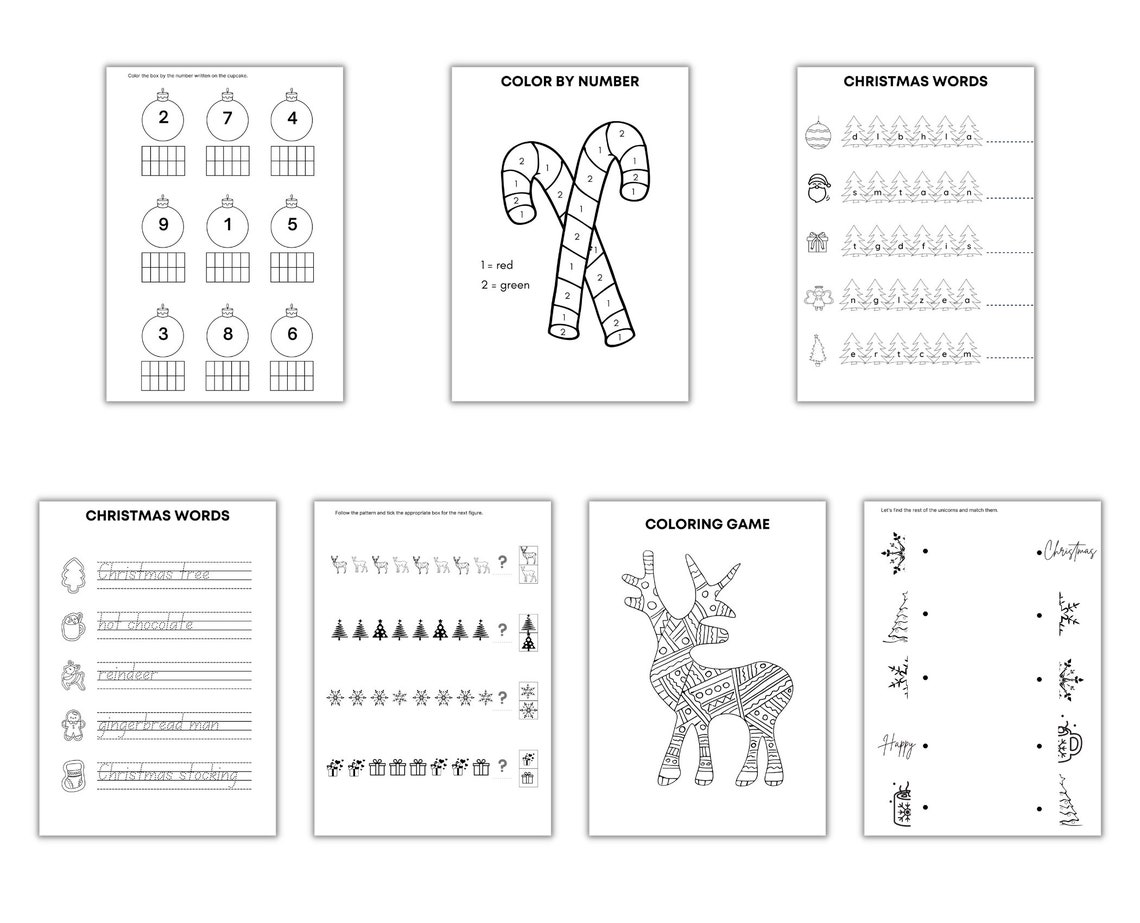 Printable Christmas Activity Pages 25 Games Activity Sheets Etsy Printable Christmas Activity Pages 25 Games Activity Sheets Etsy