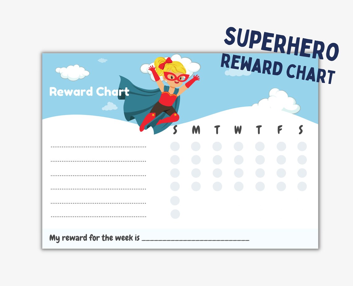 Printable Superhero Girl Reward Chart, Daily Routine for Kids - Etsy