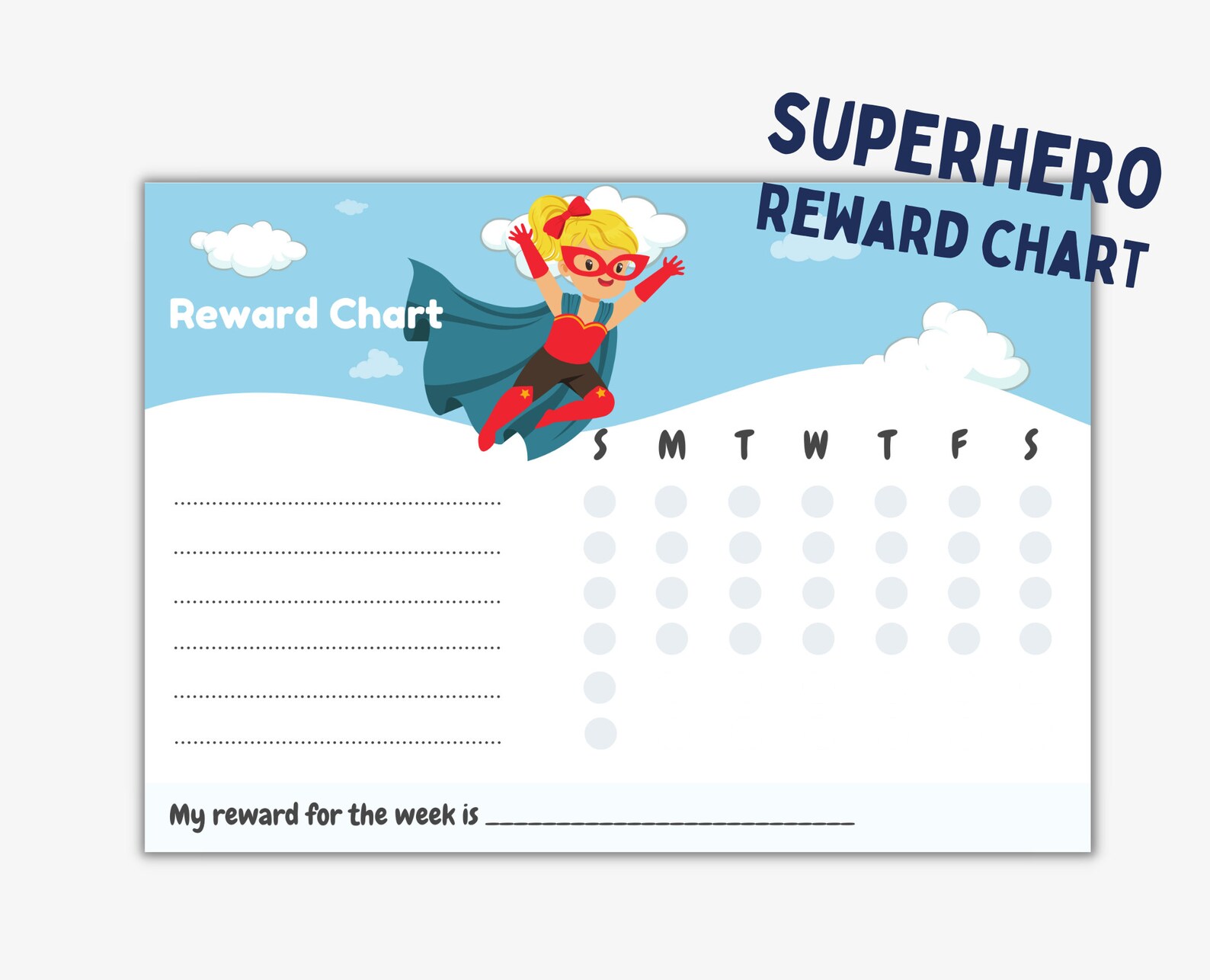 Printable Superhero Girl Reward Chart, Daily Routine for Kids - Etsy