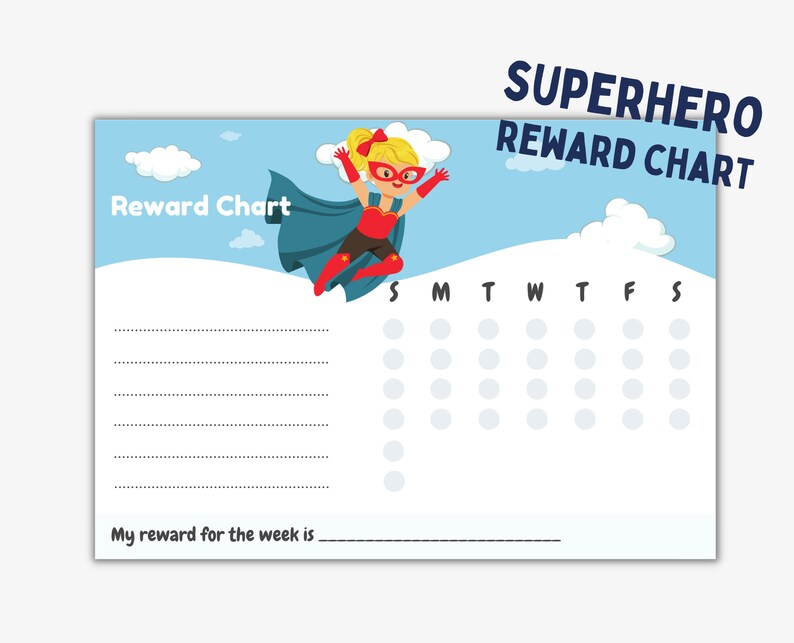 Printable Superhero Girl Reward Chart, Daily Routine for Kids - Etsy