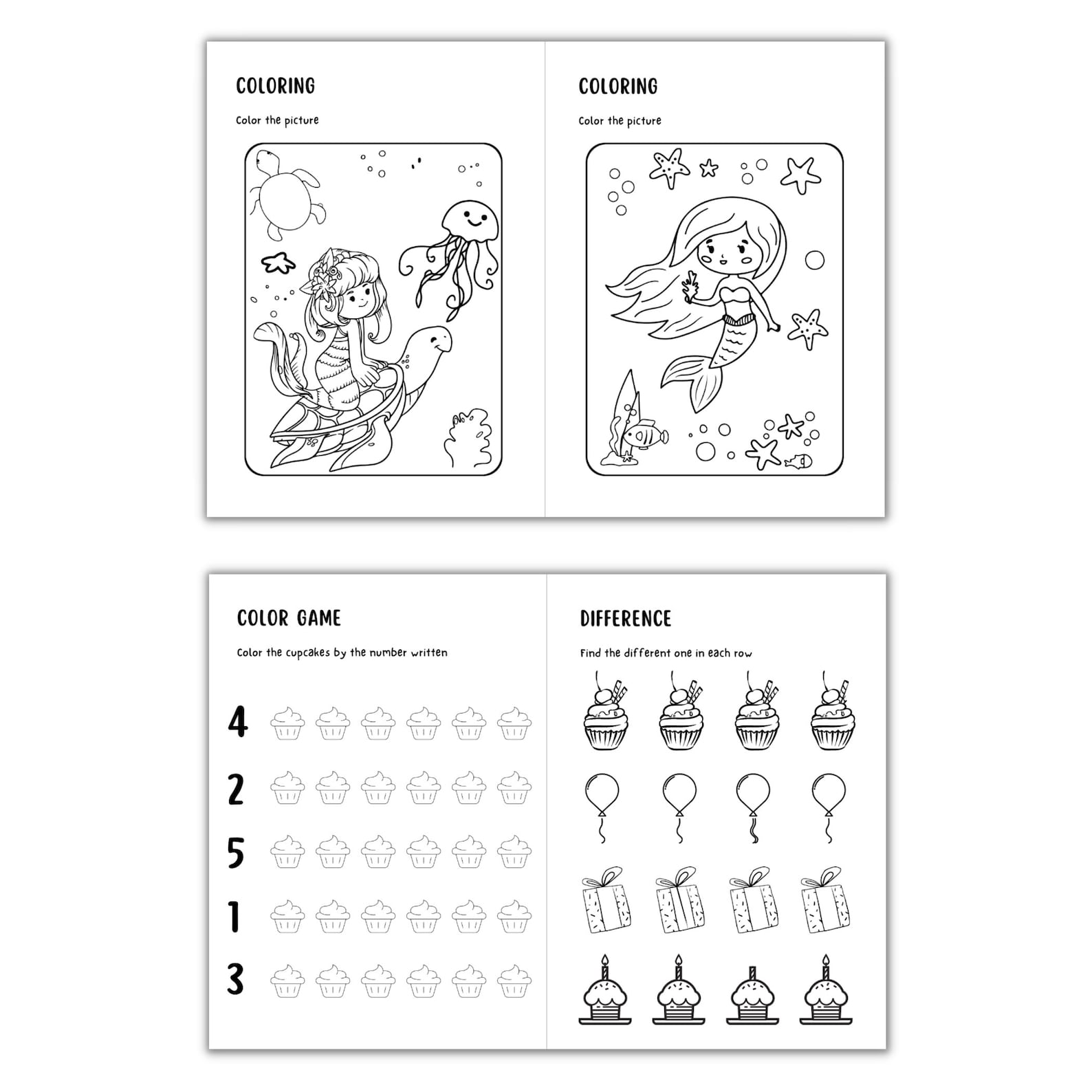 Mermaid Birthday Kids Activity Book, Printable Birthday Sheets - Etsy