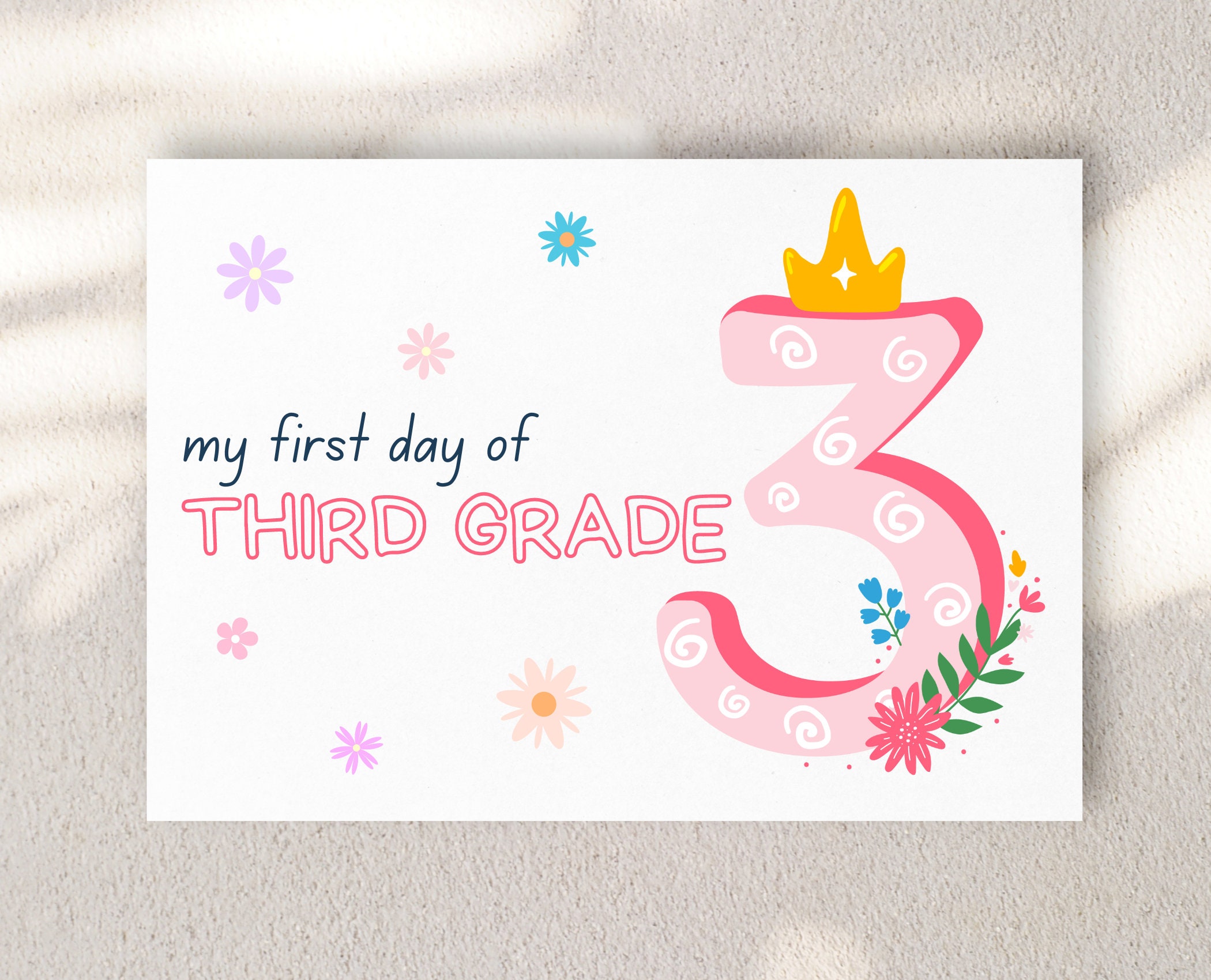 Printable Preschool Sign for the First Day, Third Grade School Sign - Etsy