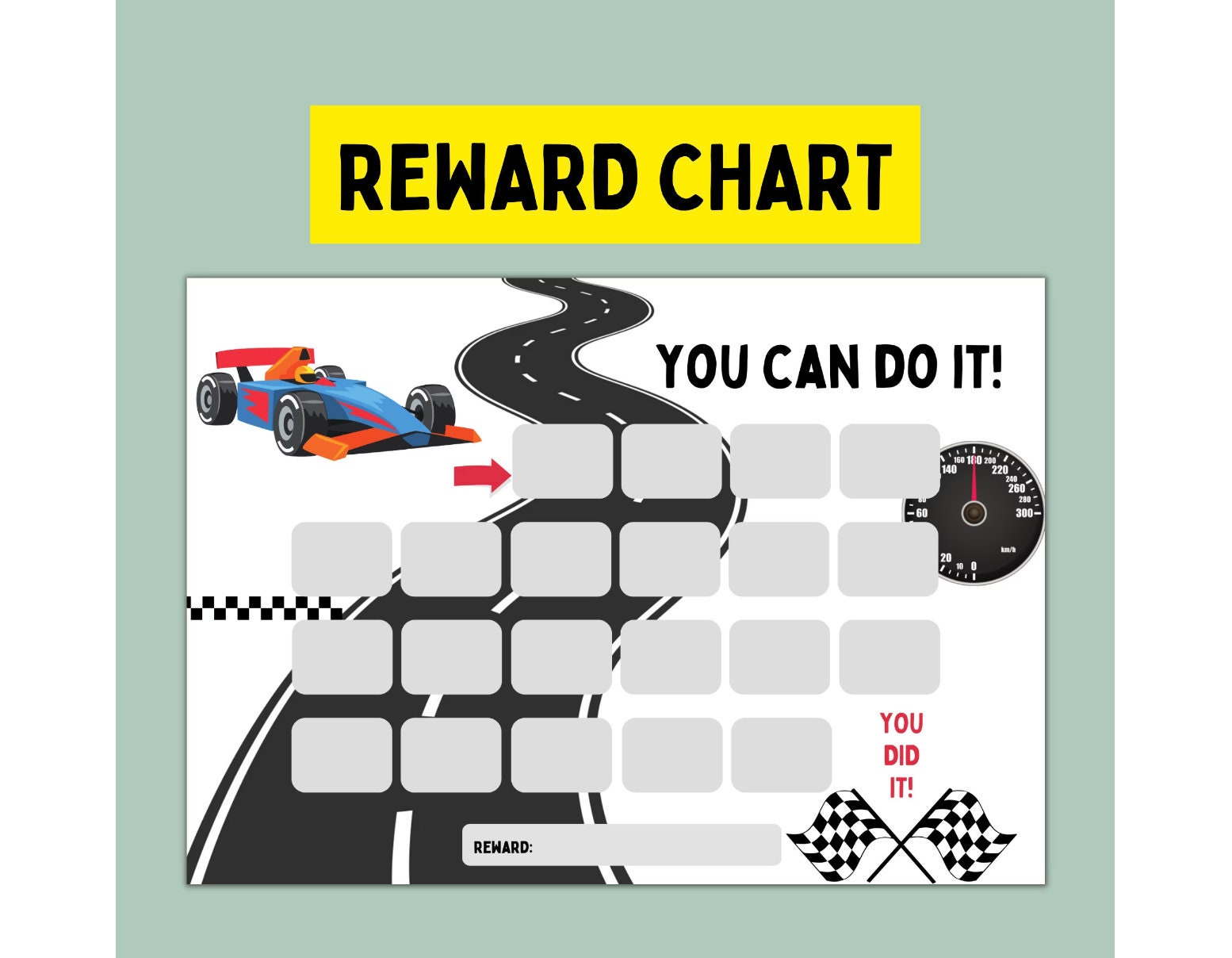Car Race Printable Reward Checklist, Daily Routine for Kids, Planner ...