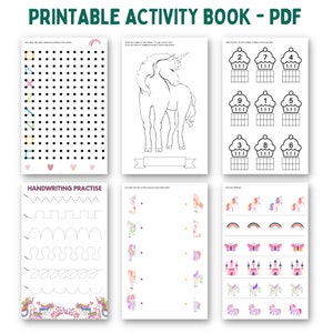 Printable Unicorn Kids Activity Book, Toddler Busy Book, Kids Activity ...