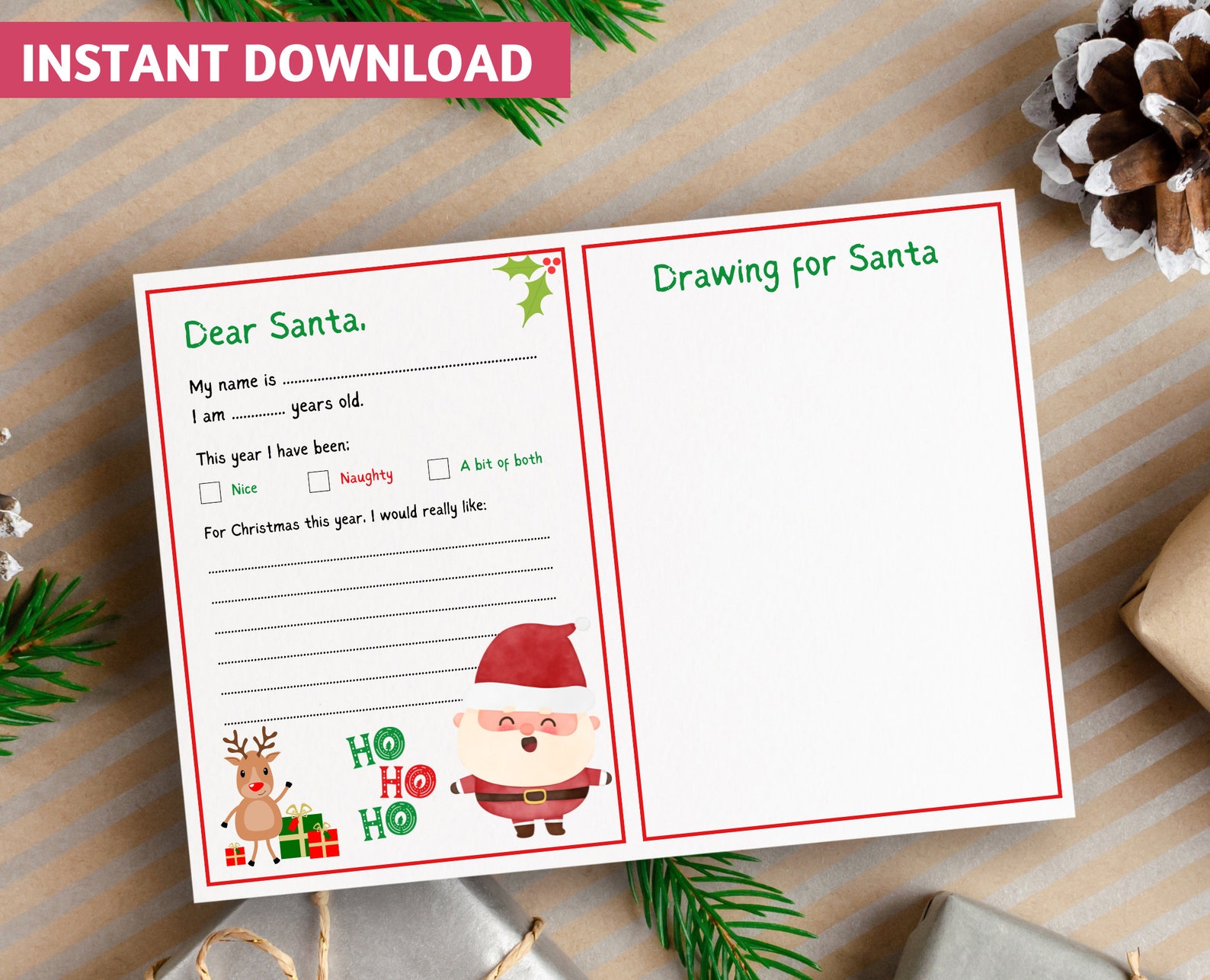 Printable Santa Letter, Dear Santa Wishlist, Christmas Wishlist - Etsy