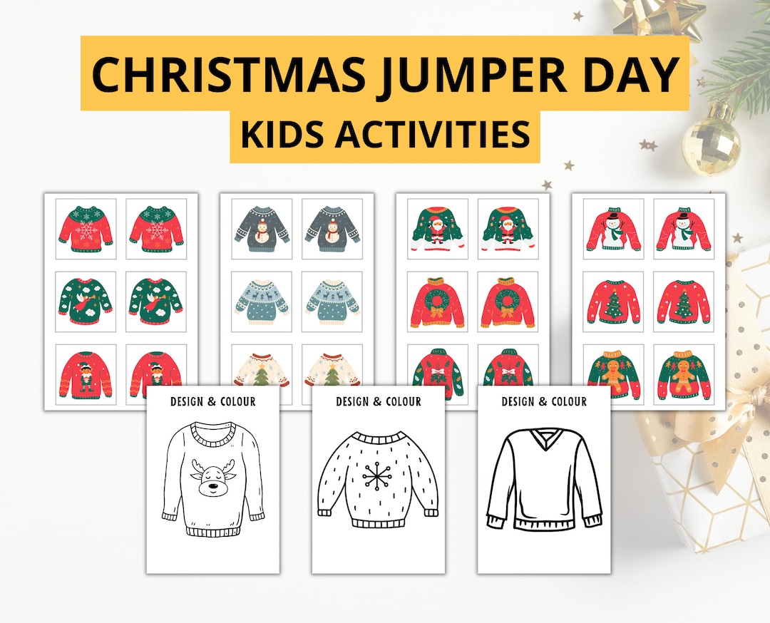 Printable Christmas Jumper Day Kids Activities, Christmas Crafts - Etsy