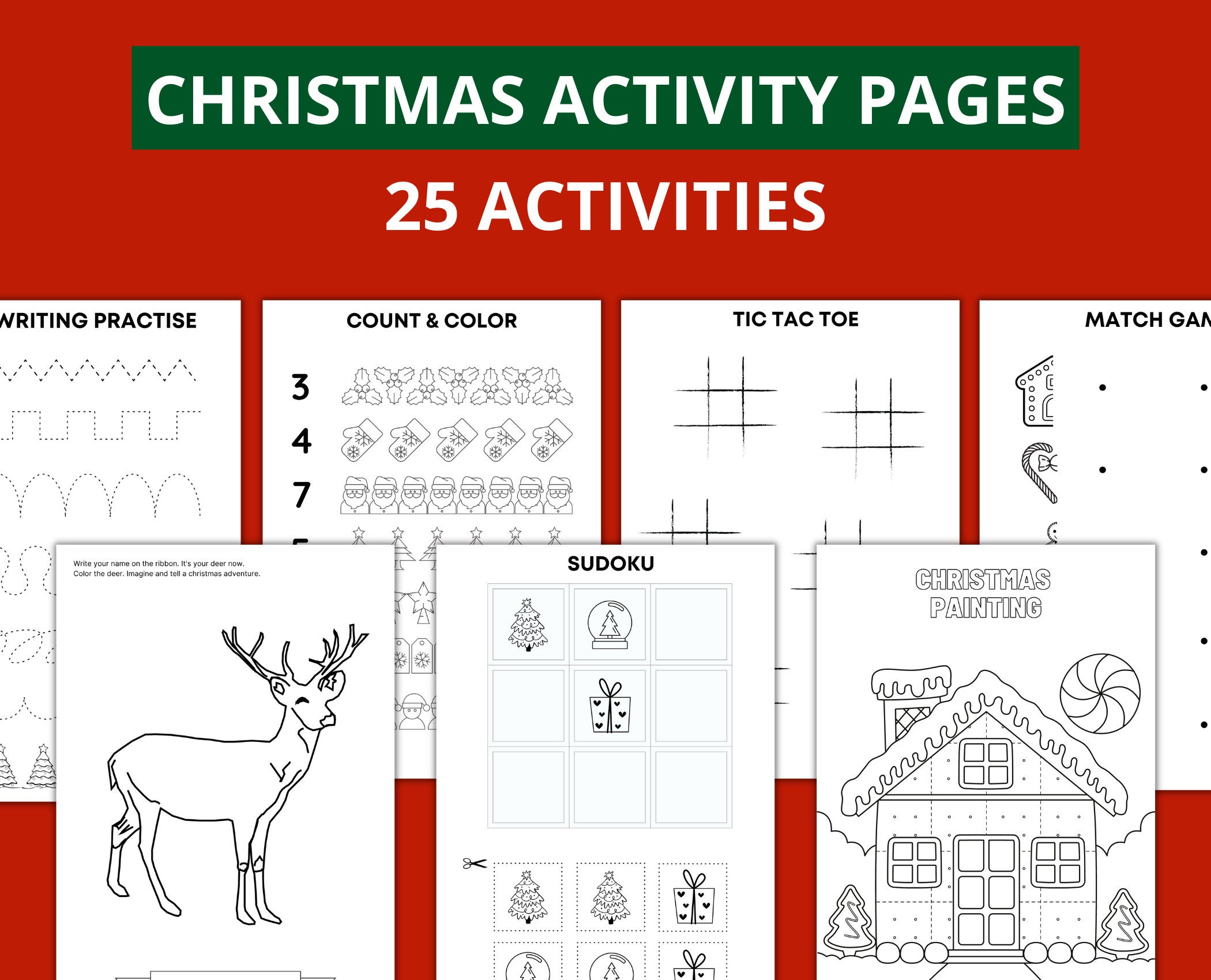 Printable Christmas Activity Book for Kids, Christmas Activity Bundle ...