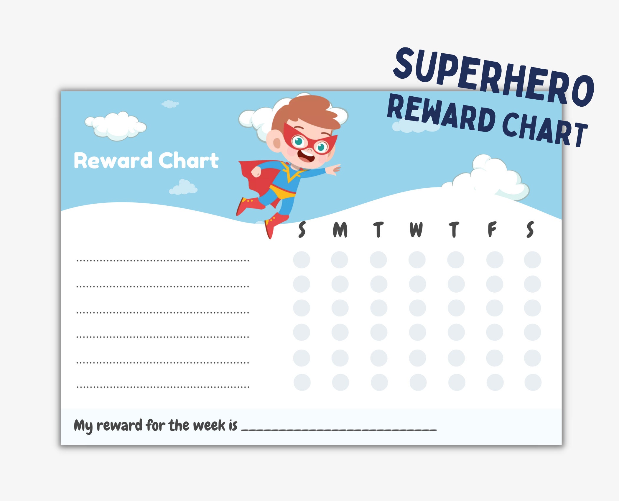 Printable Superhero Boy Weekly Reward Chart Bundle, Chore Chart ...