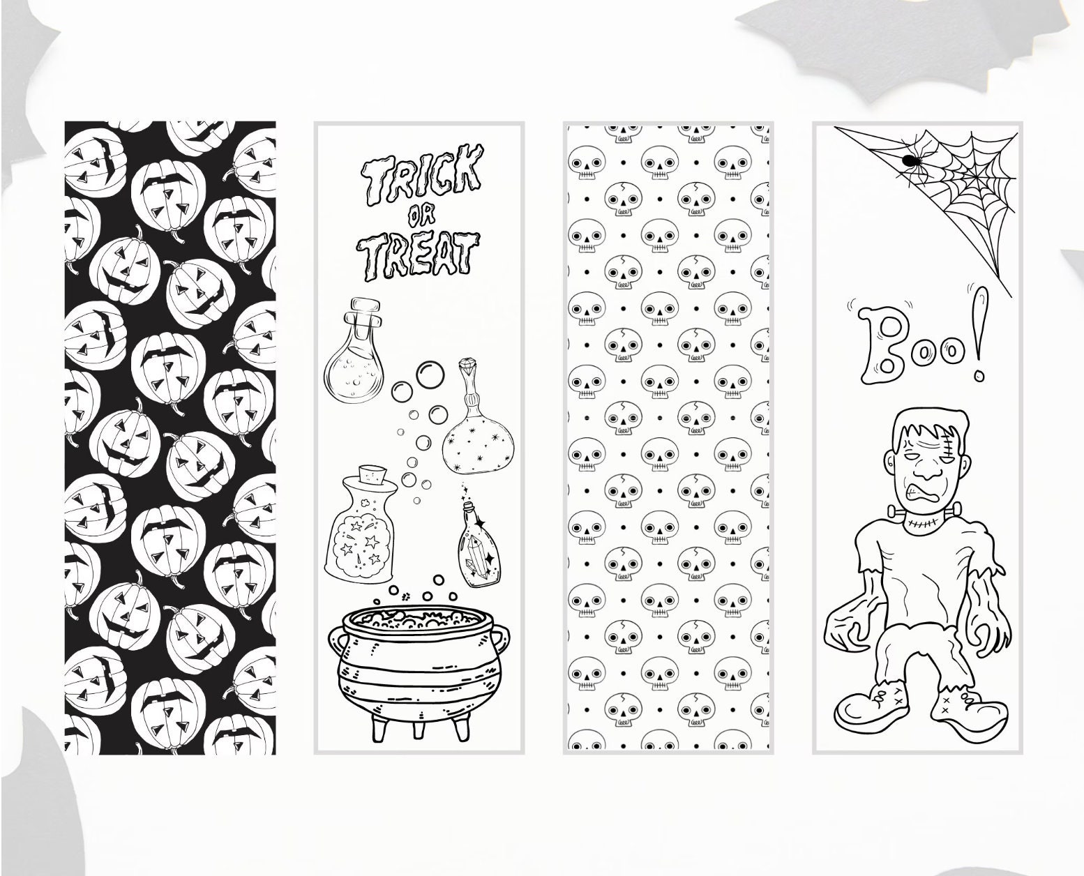 Printable Halloween Coloring Bookmarks, Halloween Activity Pack - Etsy