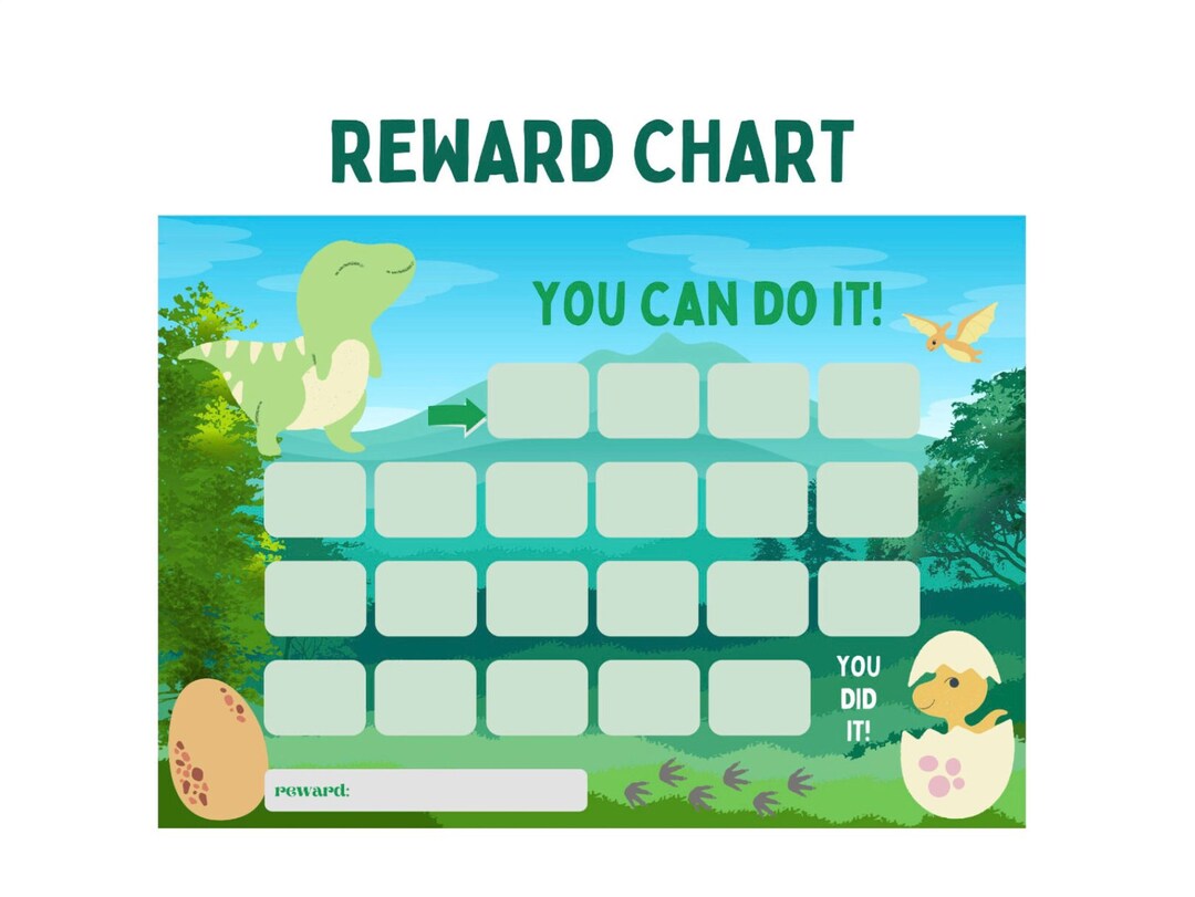 Printable Kids Reward Chart Dinosaur Design, Kids Daily Weekly Chore ...