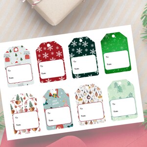 Printable Christmas Tags, Christmas Pattern Labels, Merry Christmas ...
