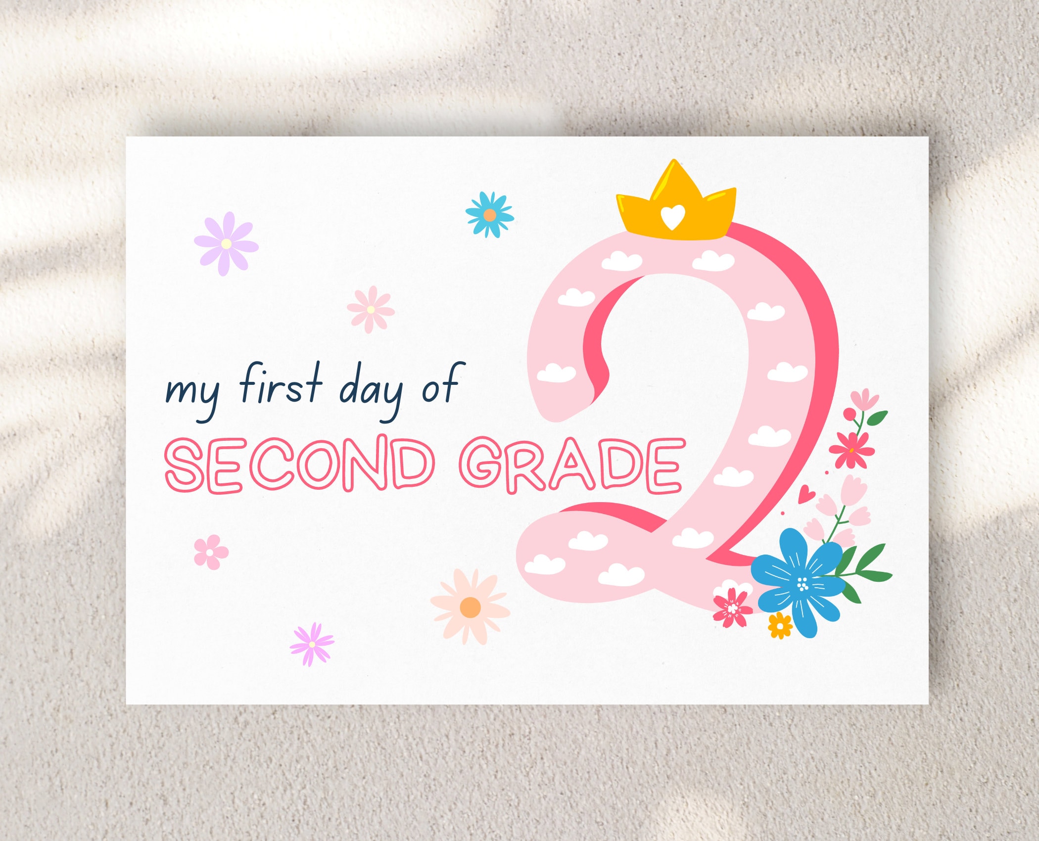 Printable Preschool Sign for the First Day, Second Grade School Sign - Etsy