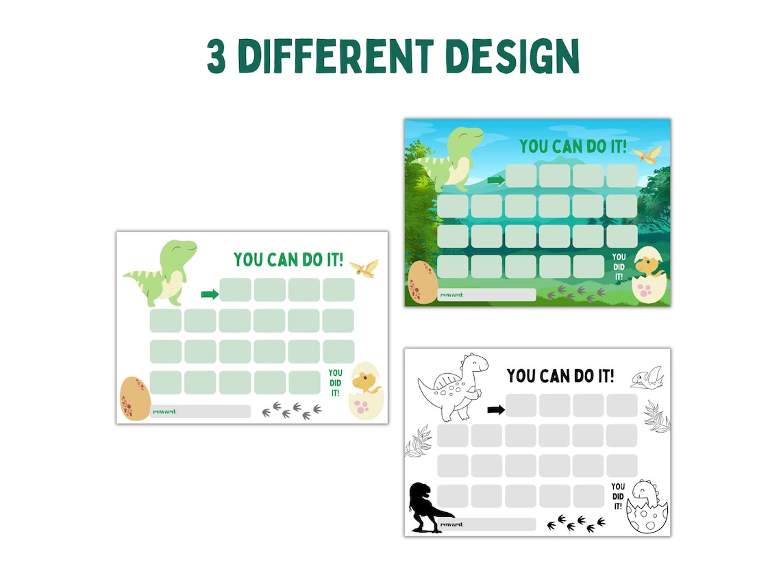 Printable Kids Reward Chart Dinosaur Design, Kids Daily Weekly Chore ...