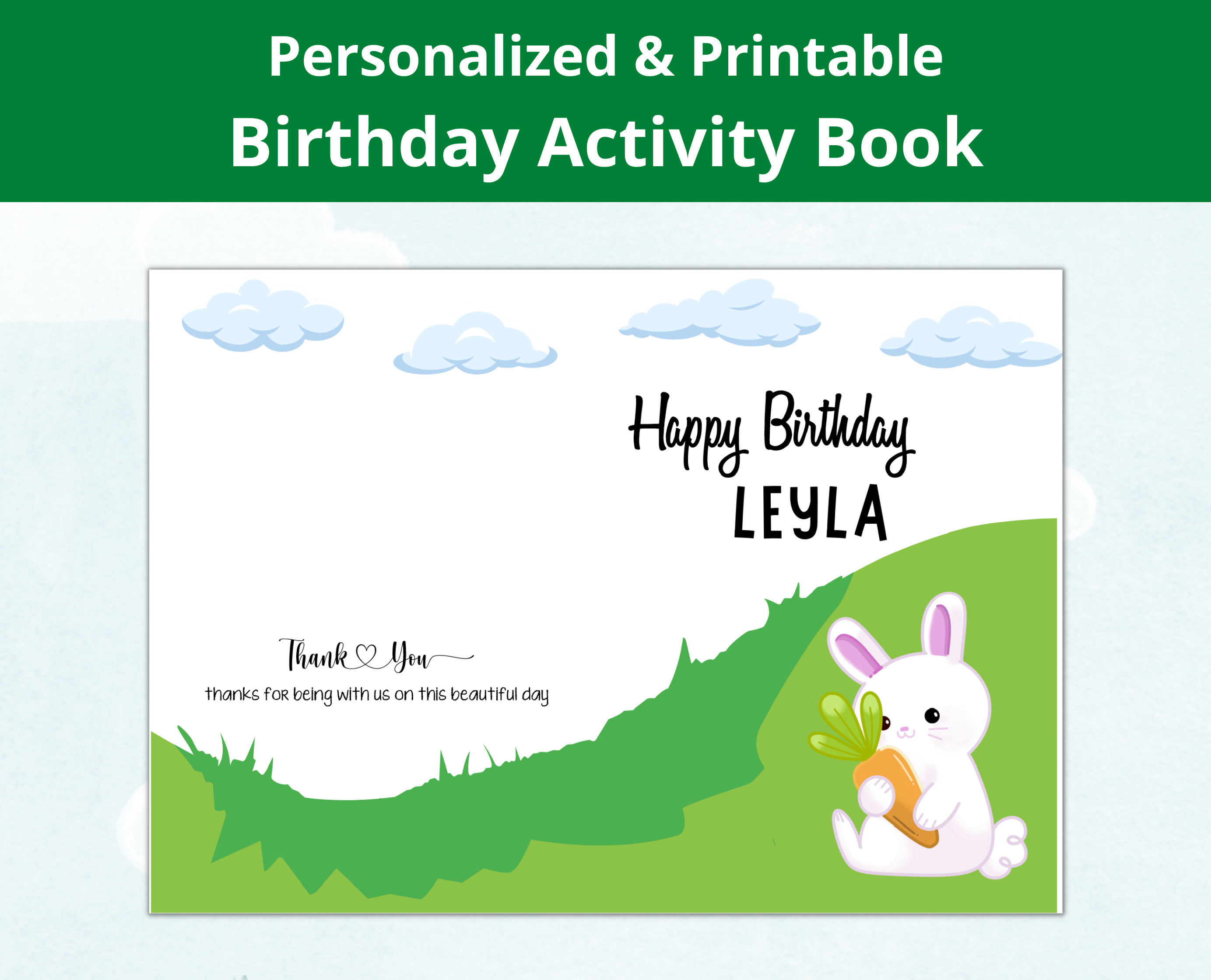 Printable Bunny Birthday Book Printable Digital Activity - Etsy