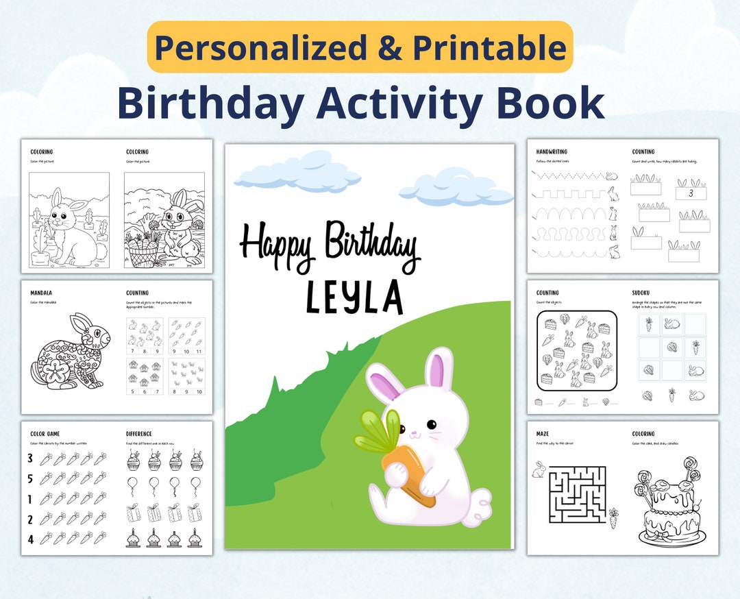 Printable Bunny Birthday Book Printable Digital Activity - Etsy