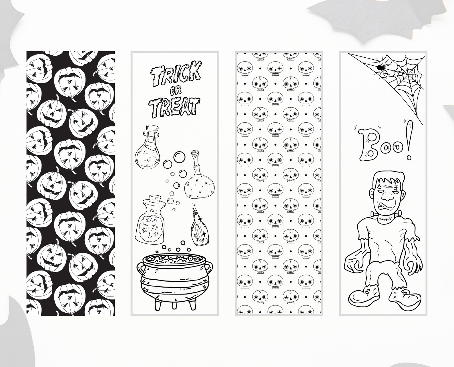 Printable Halloween Coloring Bookmarks, Halloween Activity Pack - Etsy