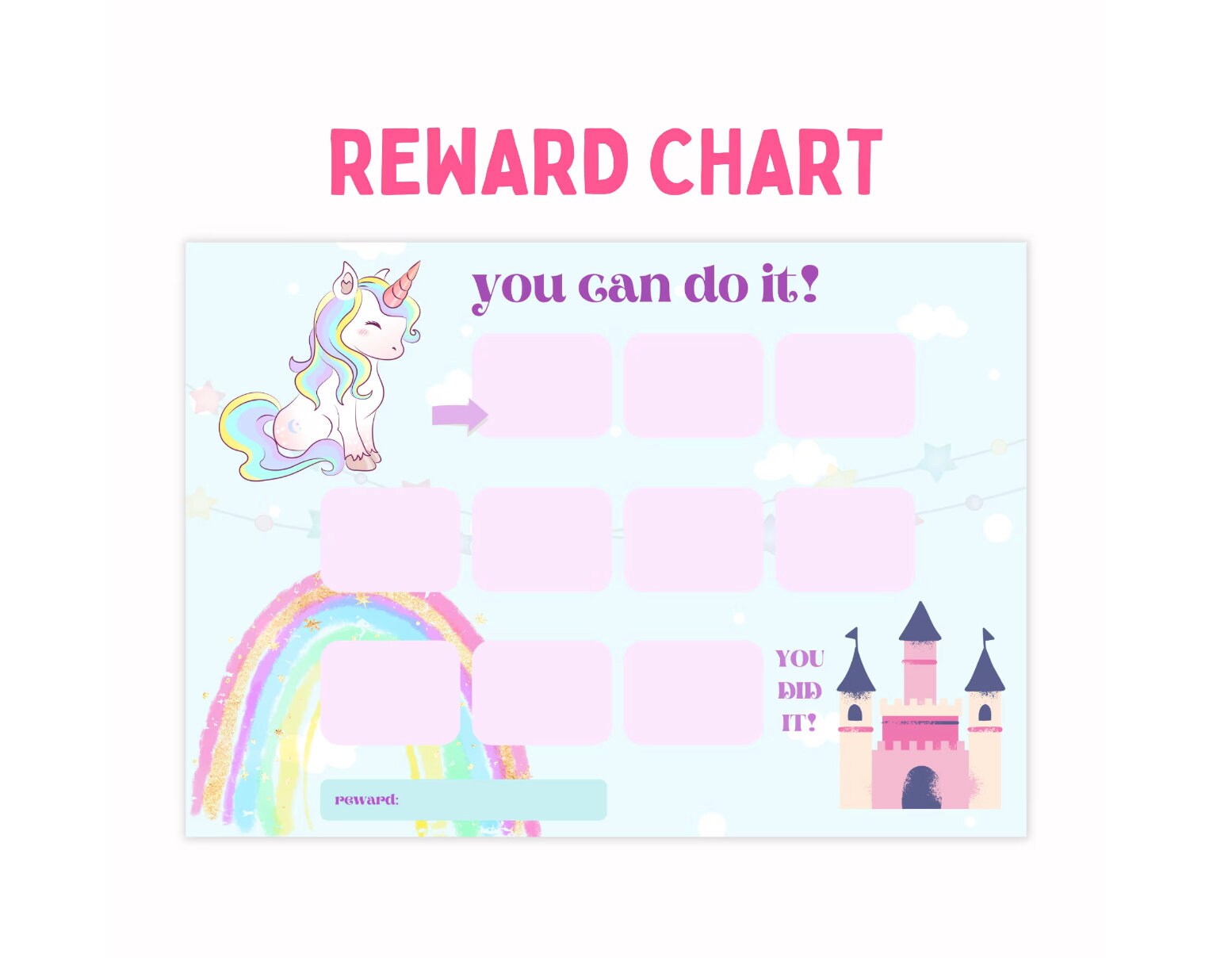 Unicorn Reward Chart, Printable Kids Reward Checklist - Etsy