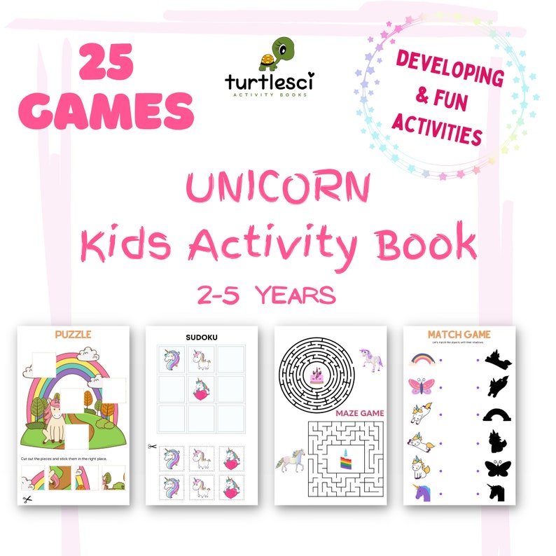 Printable Unicorn Kids Activity Book, Toddler Busy Book, Kids Activity ...