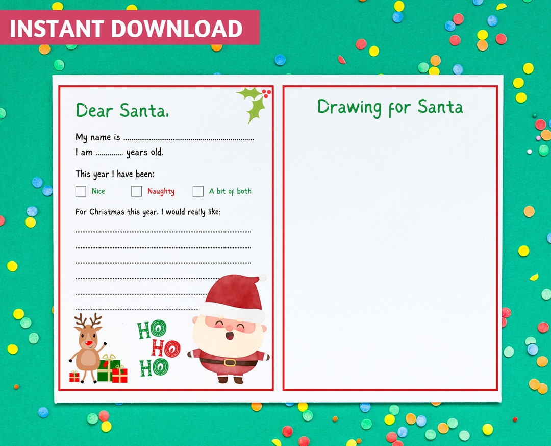 Printable Santa Letter, Dear Santa Wishlist, Christmas Wishlist - Etsy