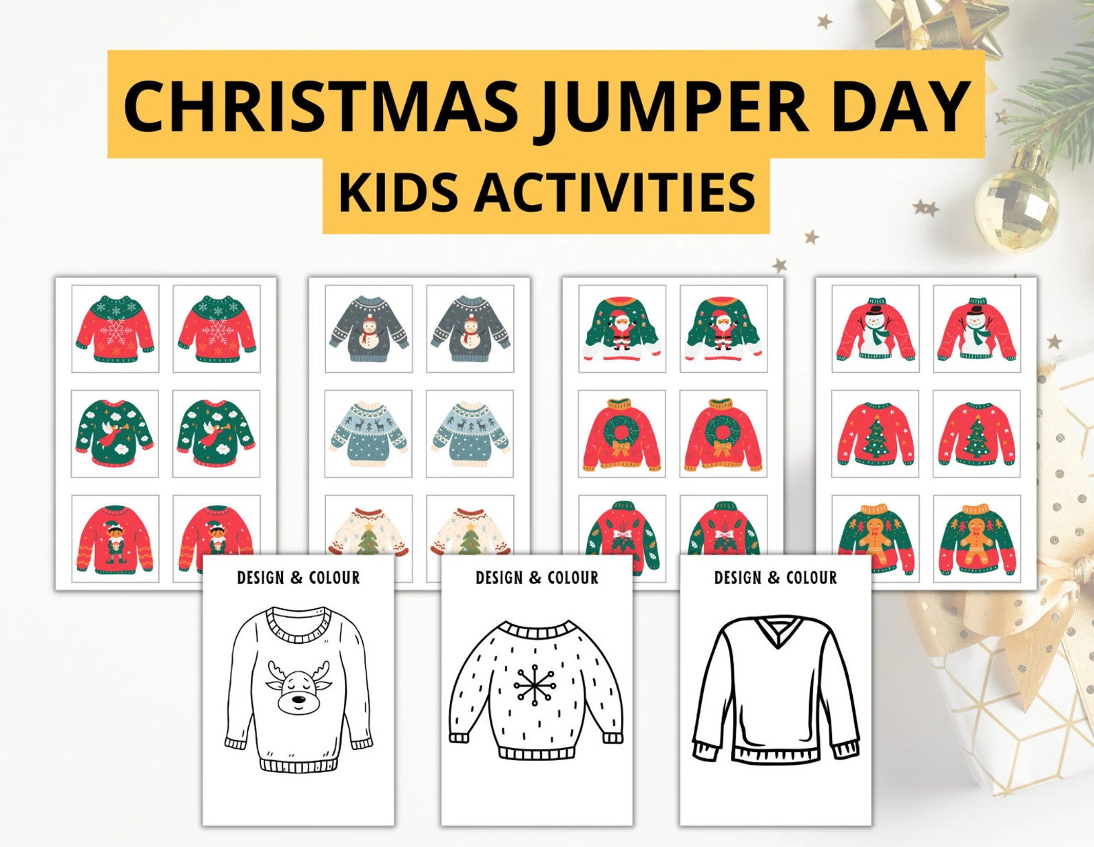 Printable Christmas Jumper Day Kids Activities, Christmas Crafts - Etsy