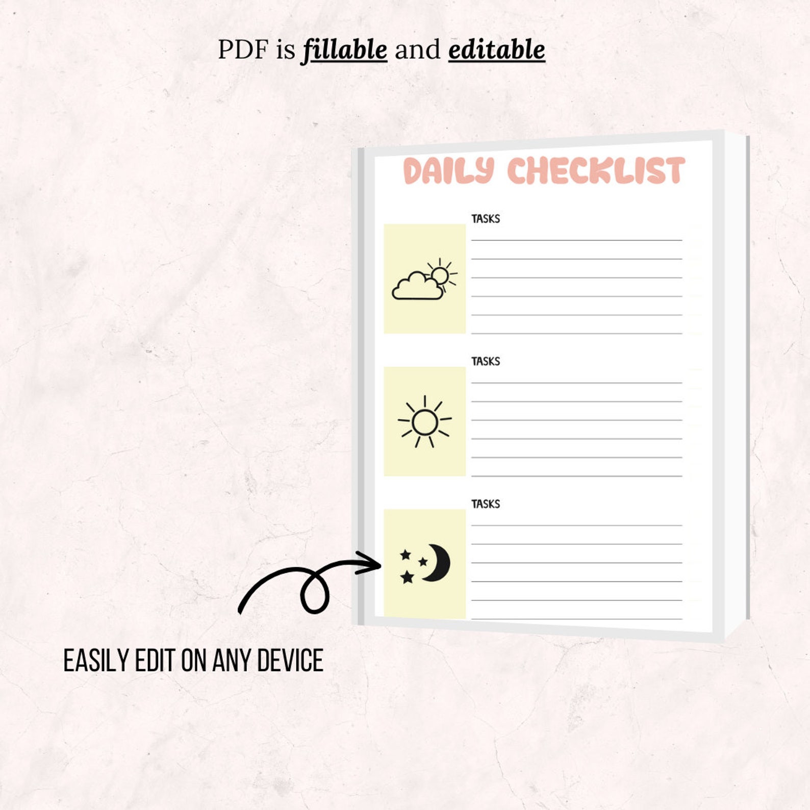 Editable Printable Daily Checklist, School Day Checklist, Digital ...