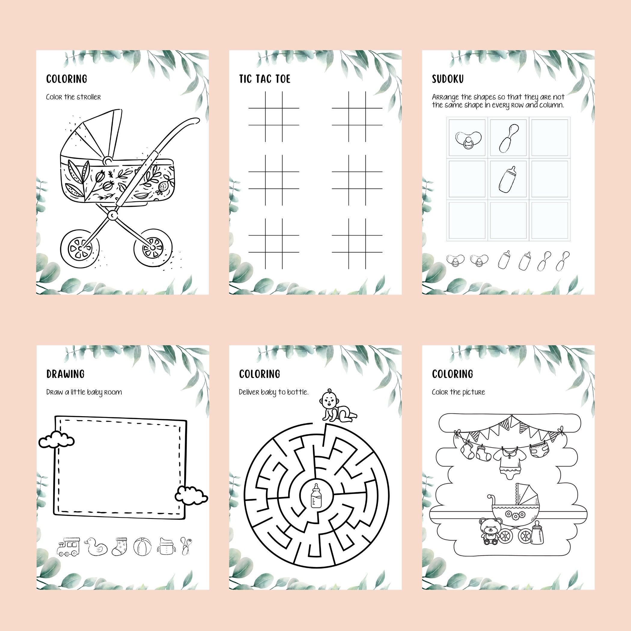 Printable Baby Shower Activity Book, Colorful Baby Shower, Activity ...