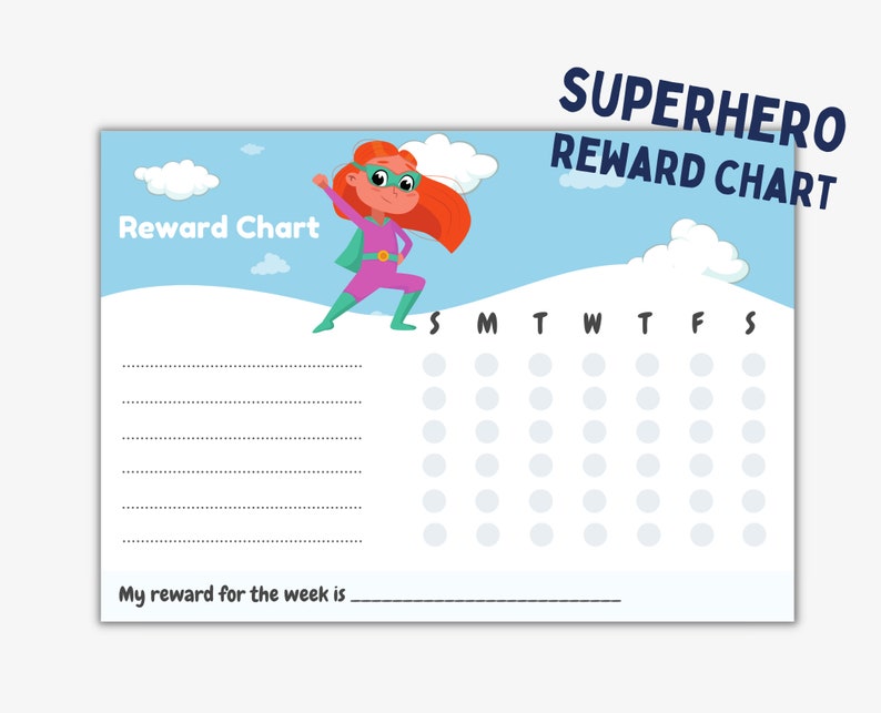 Printable Superhero Girl Reward Chart, Daily Routine for Kids - Etsy