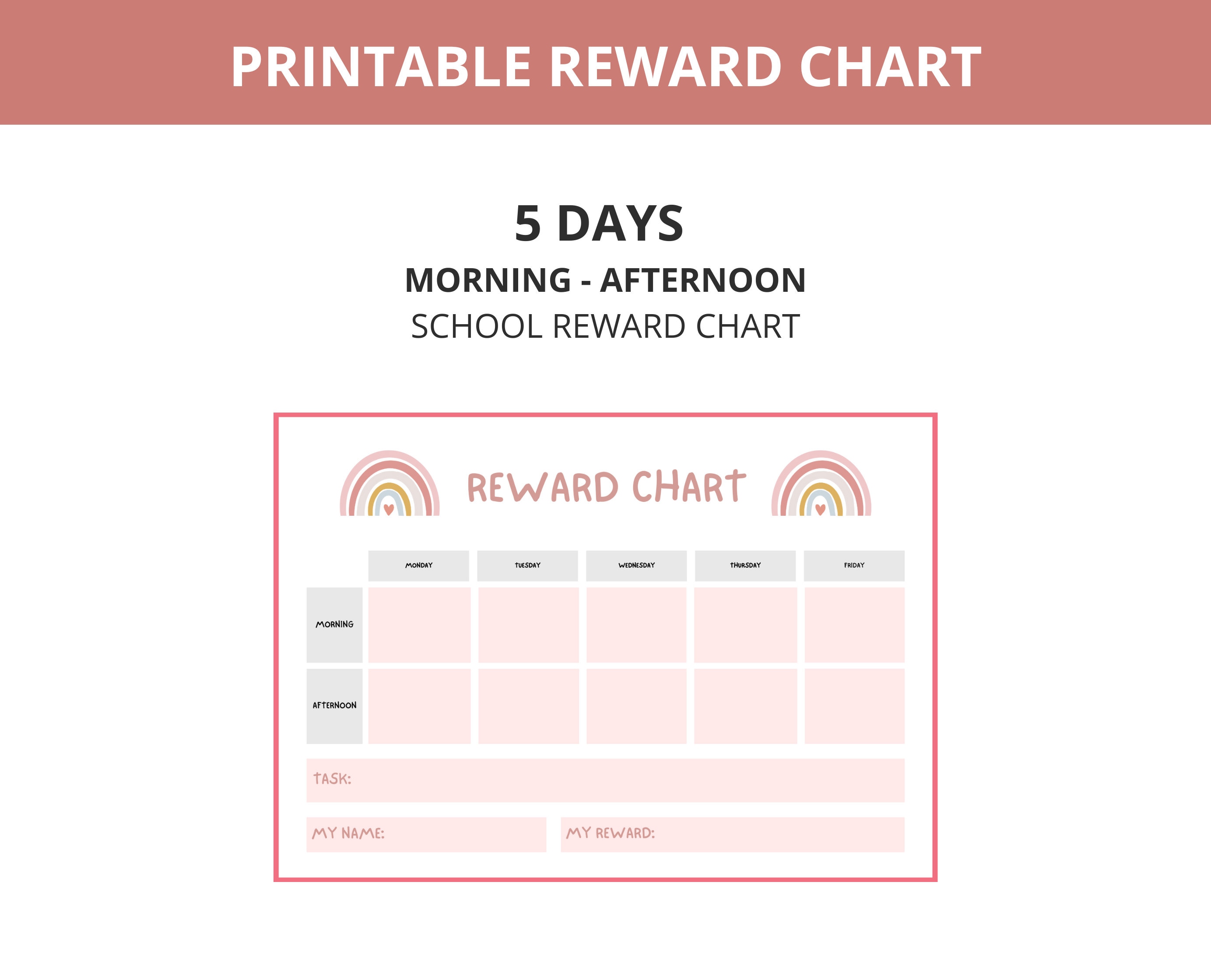 Reward Chart for Kids, 5 Days and 7 Days Chore Chart, Behavior Chart - Etsy