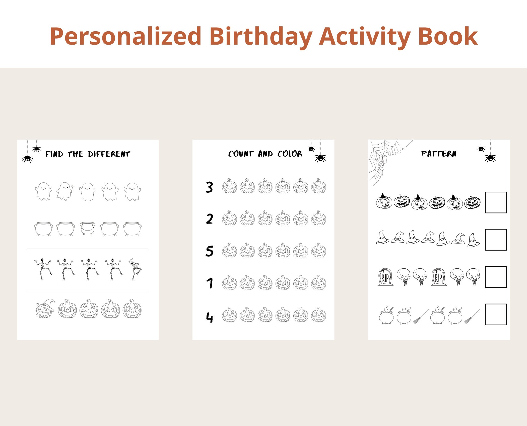 Printable Personalized Halloween Activity Book, 15 Games Activity ...