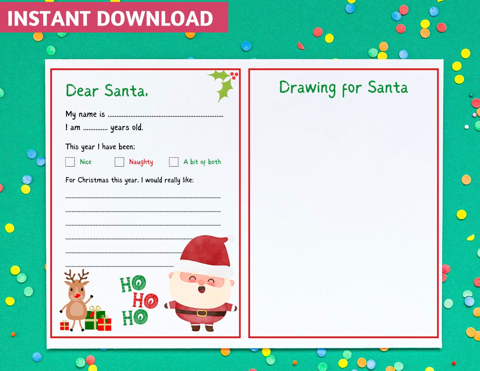 Printable Santa Letter, Dear Santa Wishlist, Christmas Wishlist - Etsy