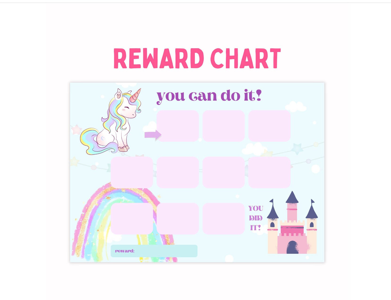 Unicorn Reward Chart, Printable Kids Reward Checklist - Etsy